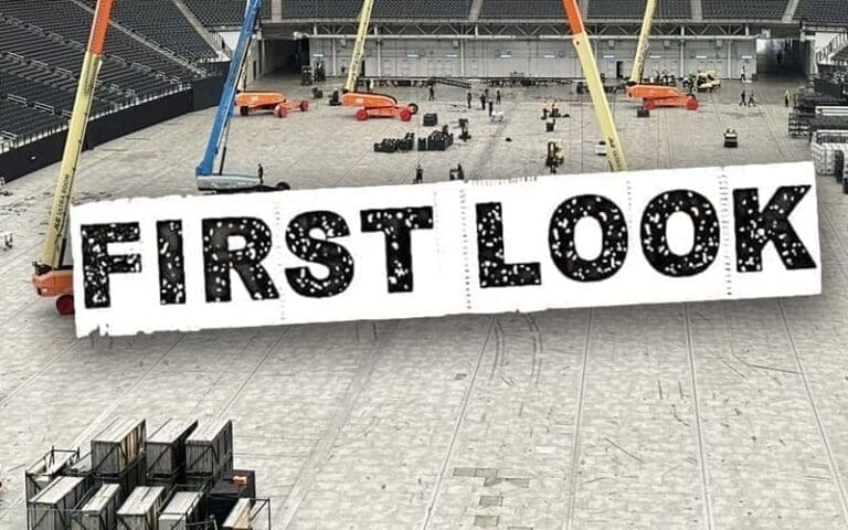 First Look at WrestleMania 41 Stage Construction Inside Allegiant Stadium